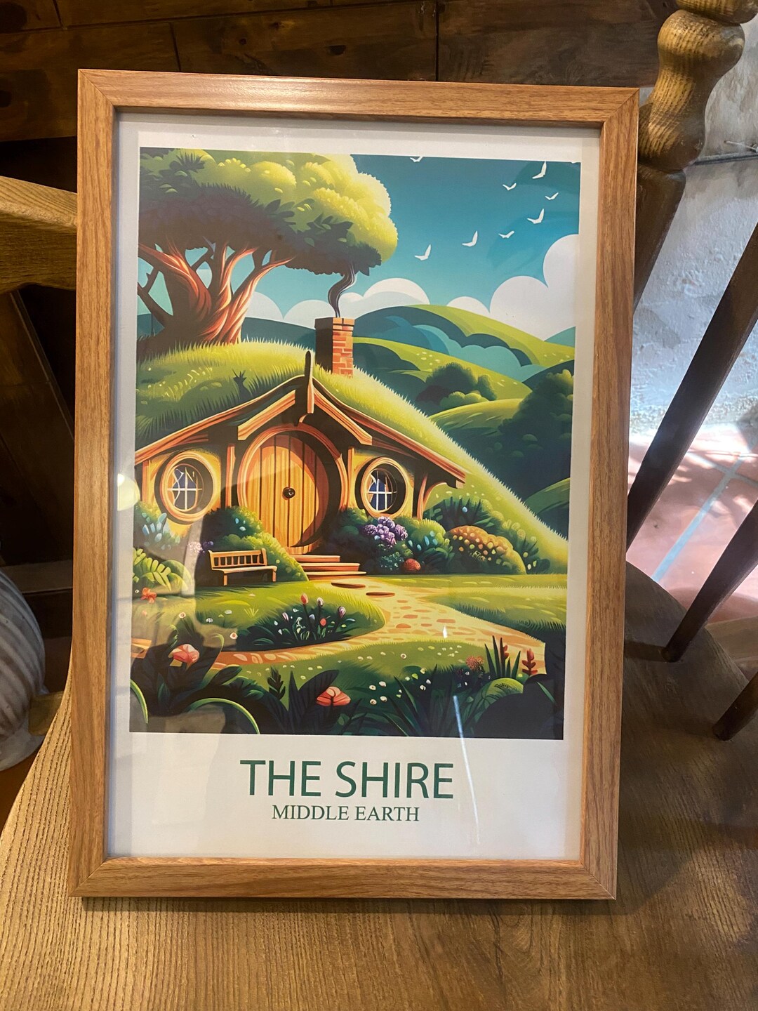The Shire Travel Poster, Middle Earth Decor, New Zealand City Wall ...
