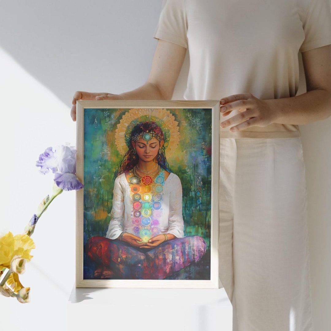 Chakra Goddess Meditation Art Print: Spiritual Healing Wall Decor ...