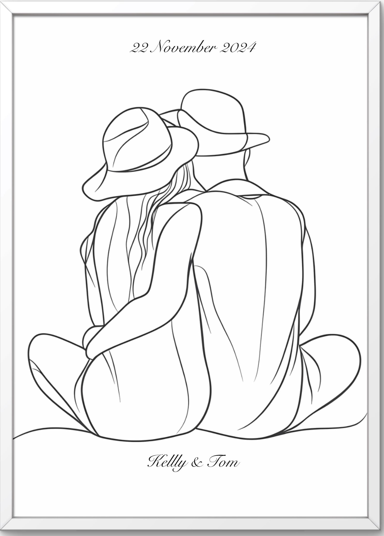 Minimalist Line Art Couple | Romantic Black and White Wall Decor ...