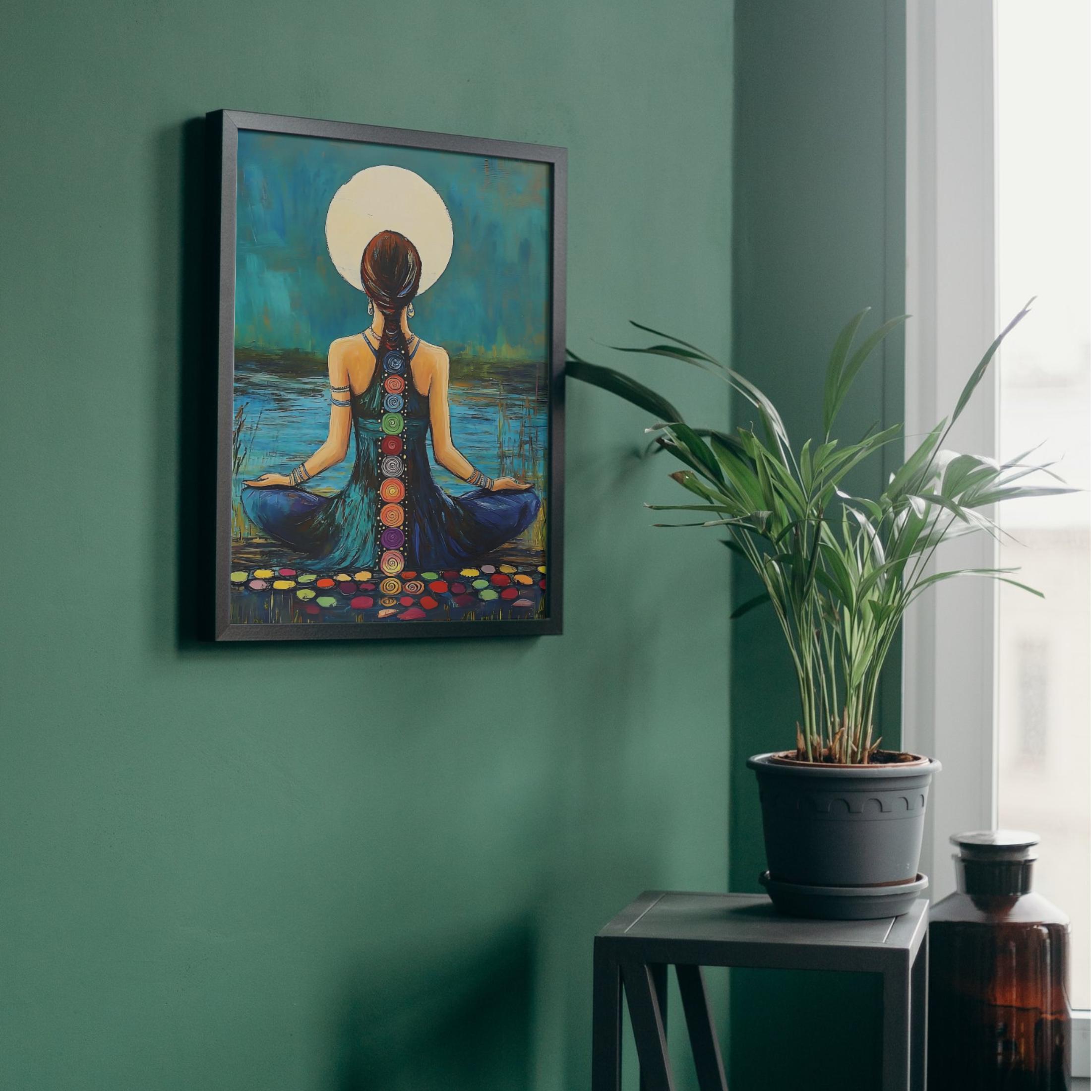 Chakra Meditation Art Print: Spiritual Energy Alignment (digital ...