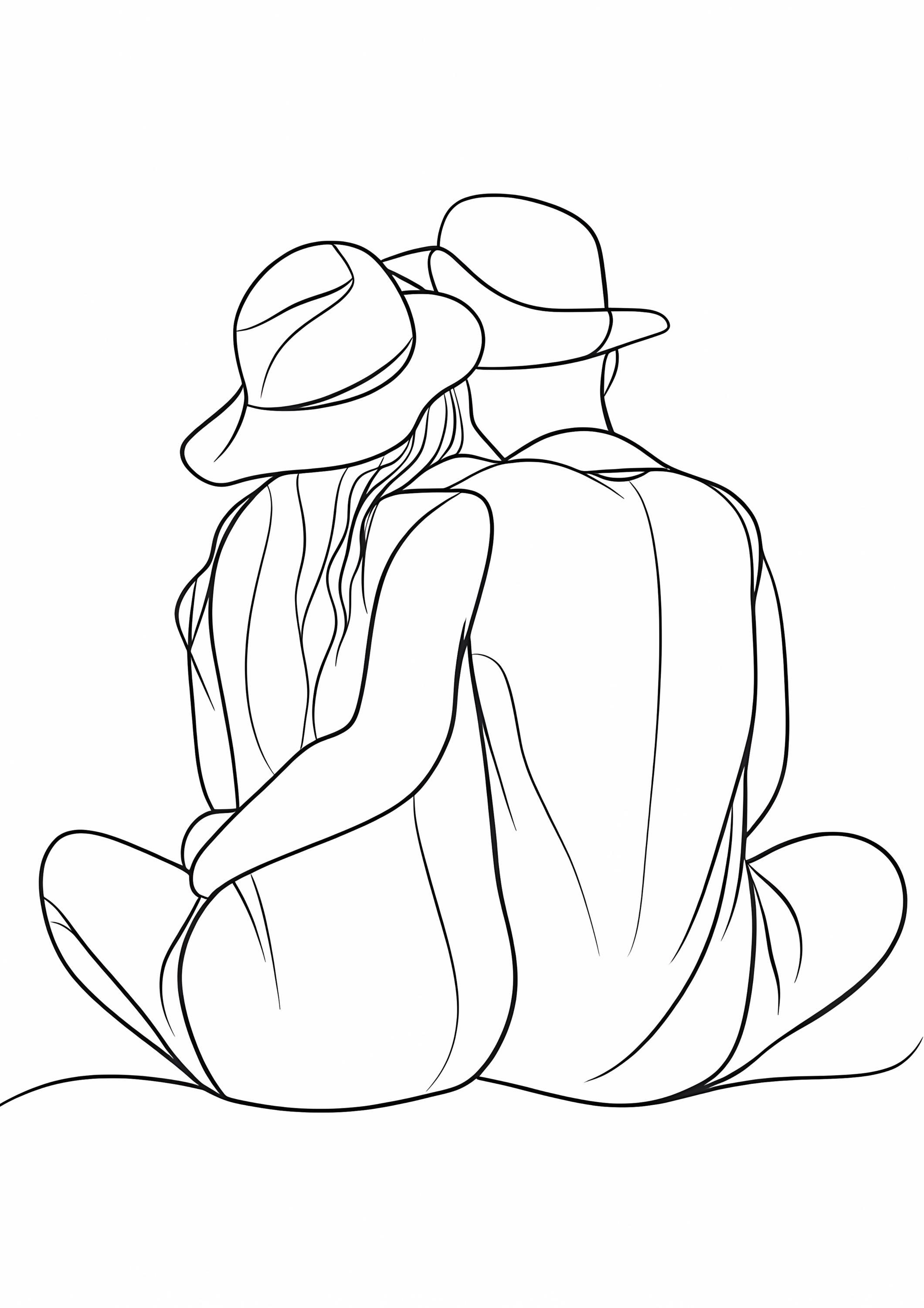 Minimalist Line Art Couple | Romantic Black and White Wall Decor ...