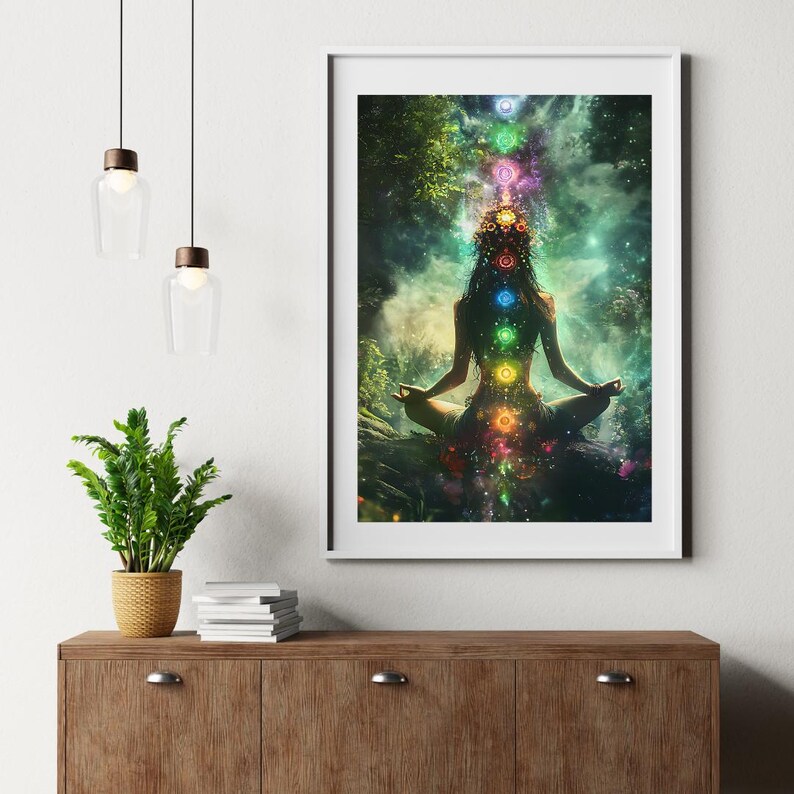 Chakra Energy Meditation Poster – Spiritual Awakening Wall Art, Yoga Decor, Healing Energy Print ...