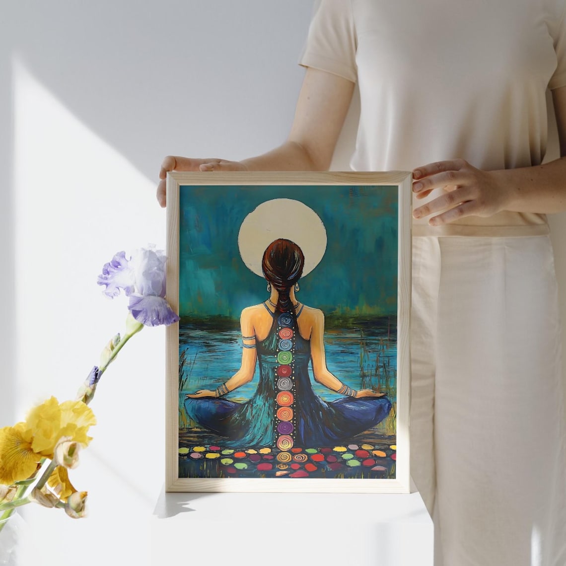 Chakra Meditation Art Print: Spiritual Energy Alignment (digital ...