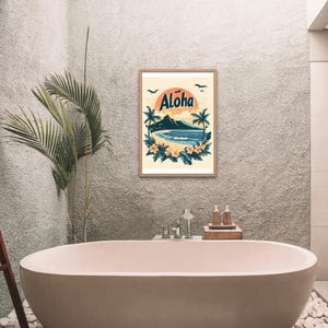Retro Poster, Hawaiian Aloha Beach Sunset Wall Poster - Vintage ...