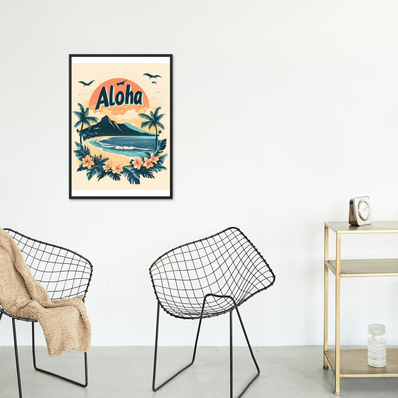 Retro Poster, Hawaiian Aloha Beach Sunset Wall Poster - Vintage ...