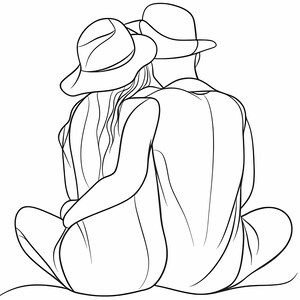 Minimalist Line Art Couple | Romantic Black and White Wall Decor ...