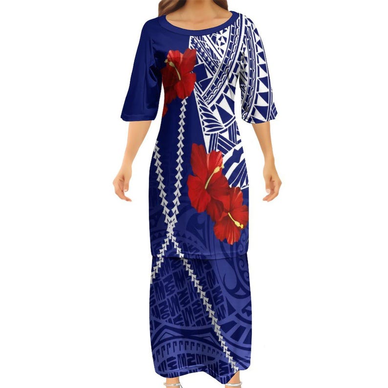 New Design Polynesian Style Print Samoan Puletasi Set Custom Plus Size ...