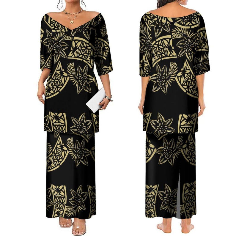 New Arrival Print Polynesian Tribal Samoan Puletasi Custom V Neck Top ...