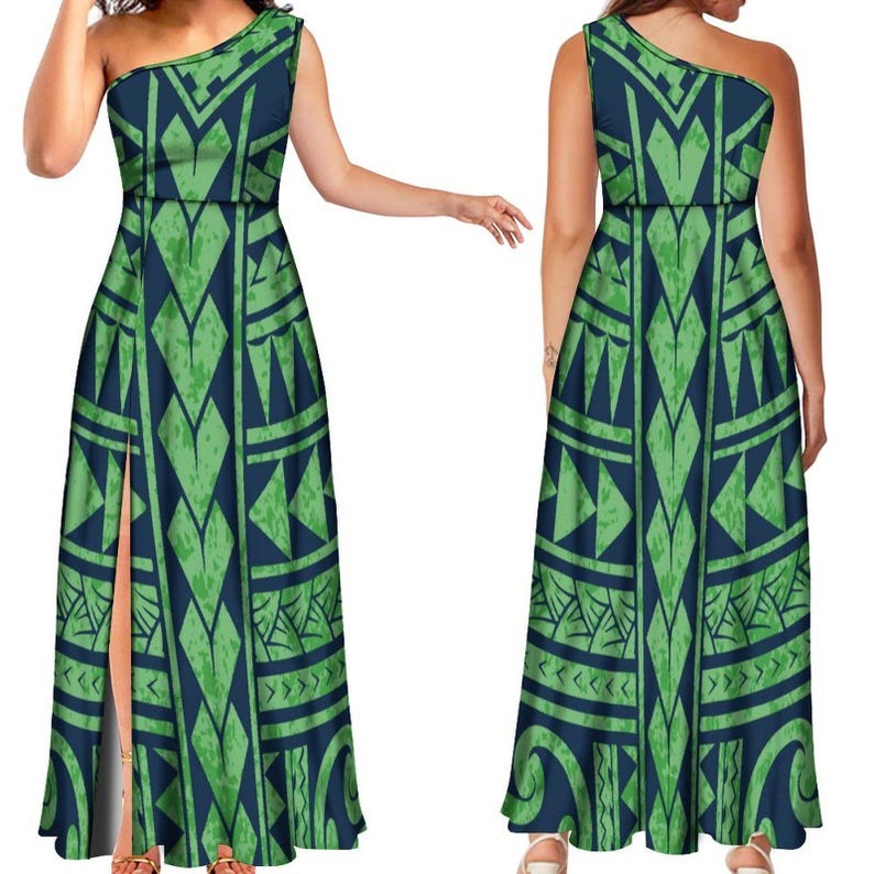 Polynesian Island Style Custom Temperament Women Off-the-shoulder Slit ...