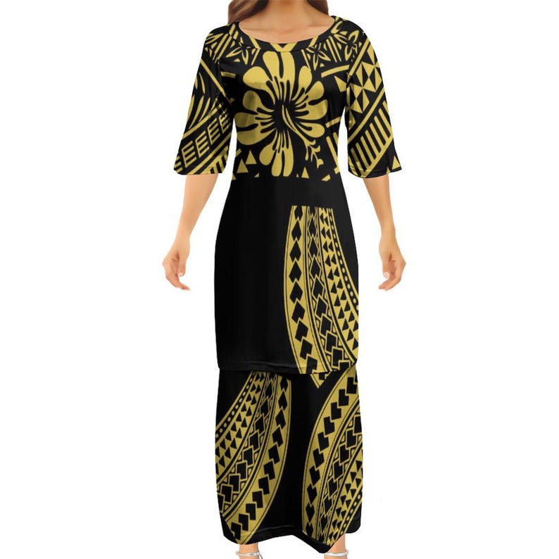 New Design Polynesian Style Print Samoan Puletasi Set Custom Plus Size ...