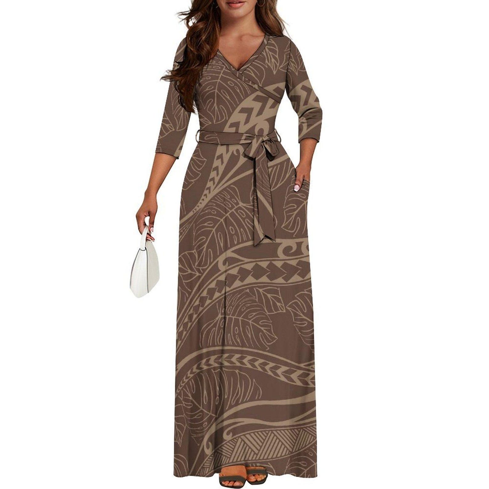 1 MOQ Custom Polynesian Island Print Style Summer Women Maxi Sashes ...