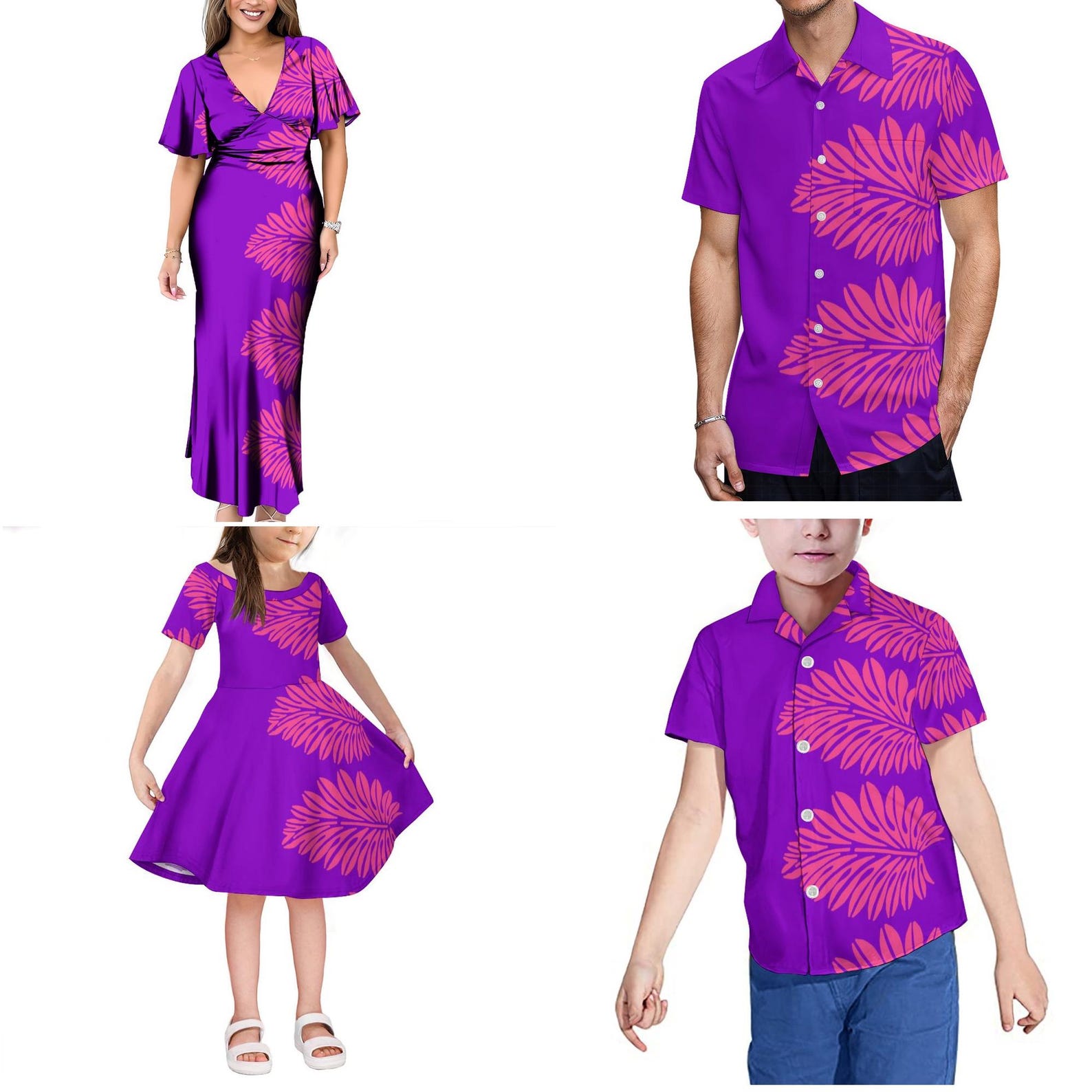 Custom Logo Samoan Polynesian Tribal Ladies V-neck Dress and Aloha Men ...