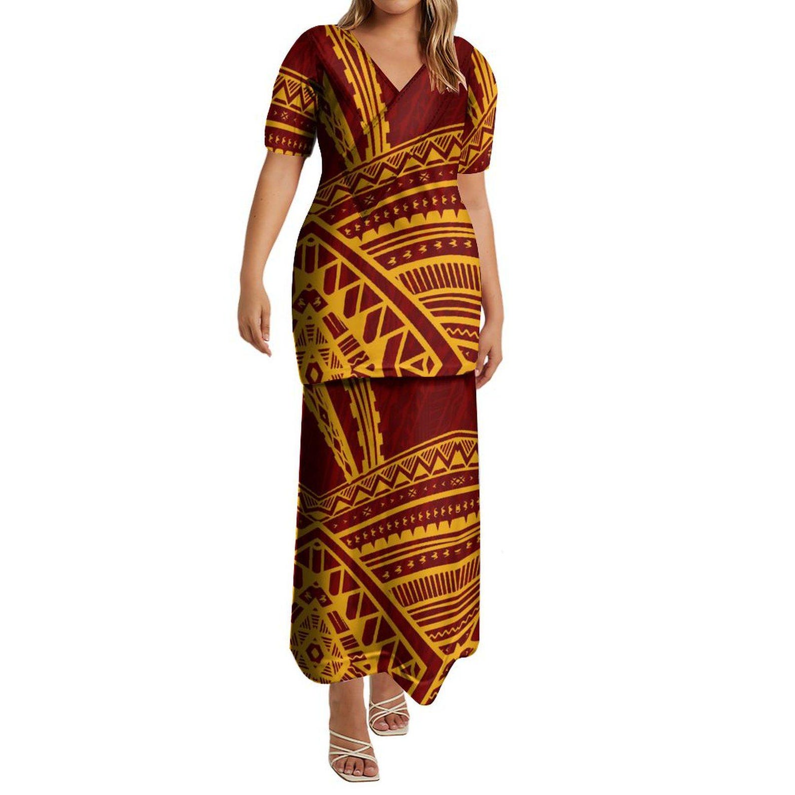 New Design Custom Samoan Puletasi Dress Polynesian Women Lady Elegant ...