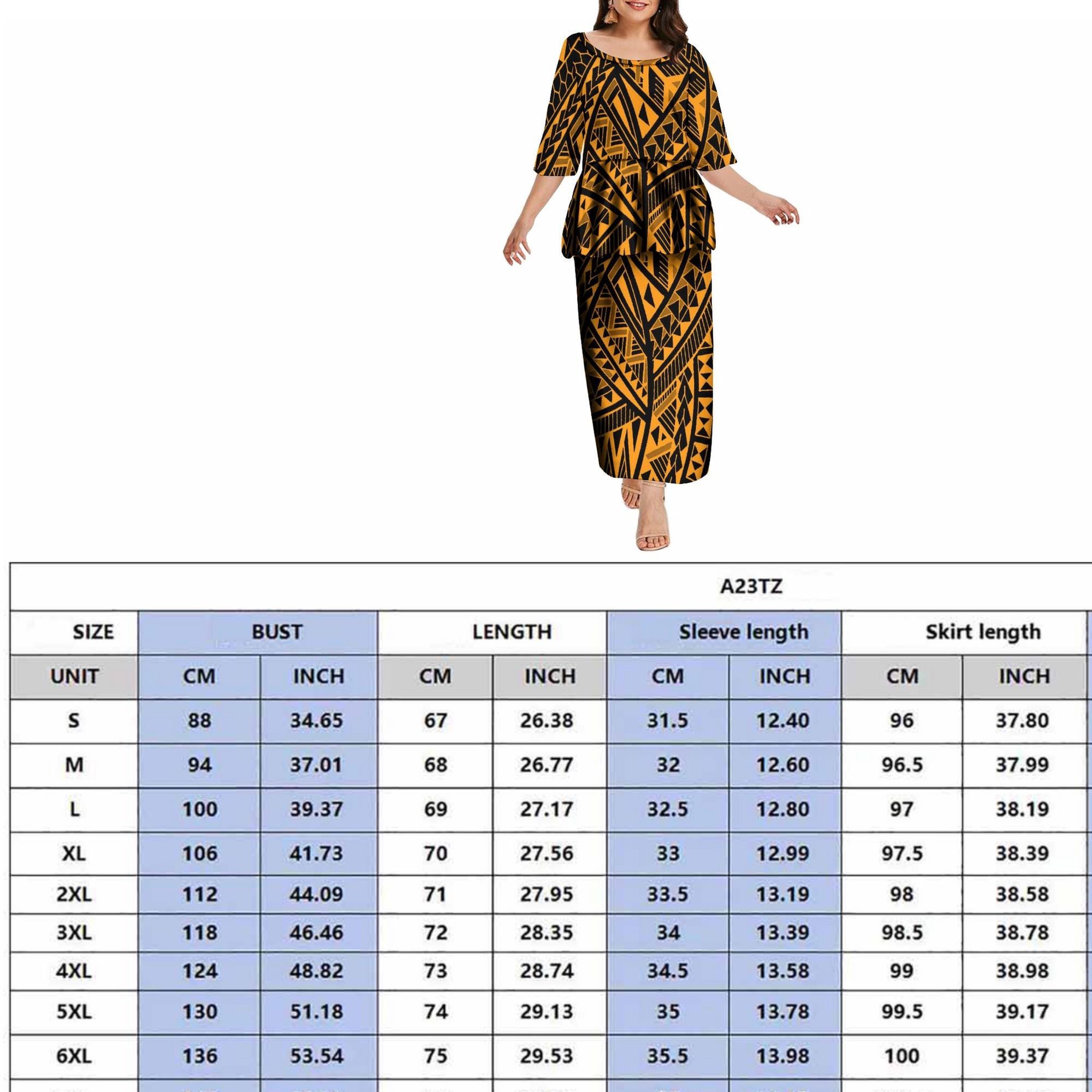 Custom Polynesian Puletasi Samoa Half Sleeve Frilly Top and Skirts 2 Pc ...