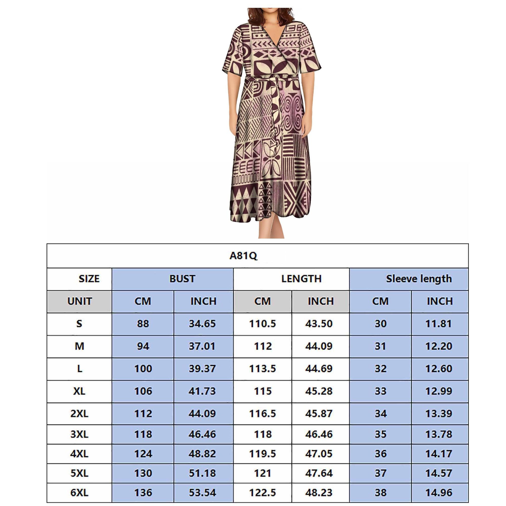 Custom Retro Style Polynesian Dress Tonga Tribal Print Belt Waist Lace ...