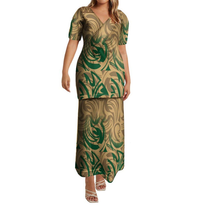 New Design Custom Samoan Puletasi Dress Polynesian Women Lady Elegant ...