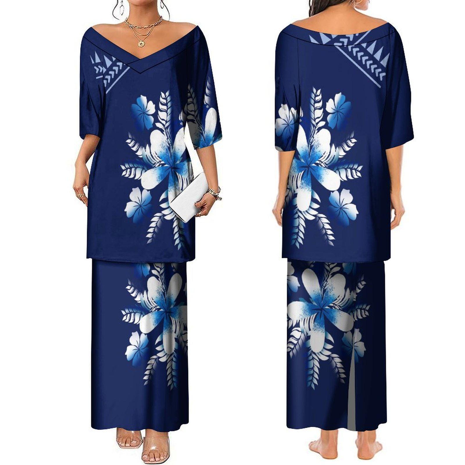New Arrival Print Polynesian Tribal Samoan Puletasi Custom V Neck Top ...