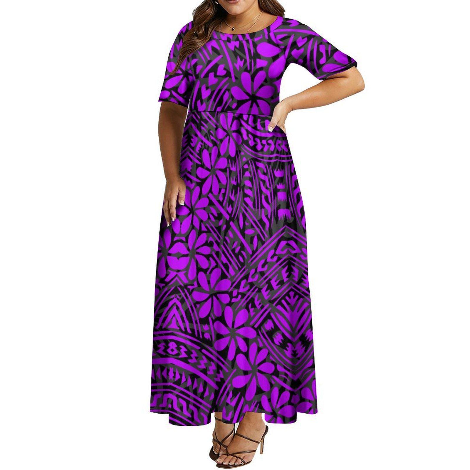 1 MOQ Island Style Polynesian Printed Half Sleeve Long Maxi Dress ...