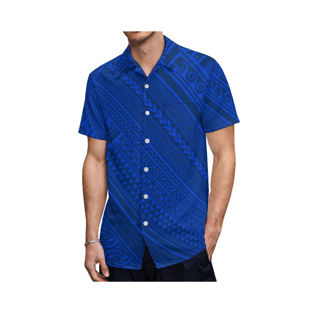 New Design Custom Polynesian Samoa Tribal Print Men's Shirts Short ...