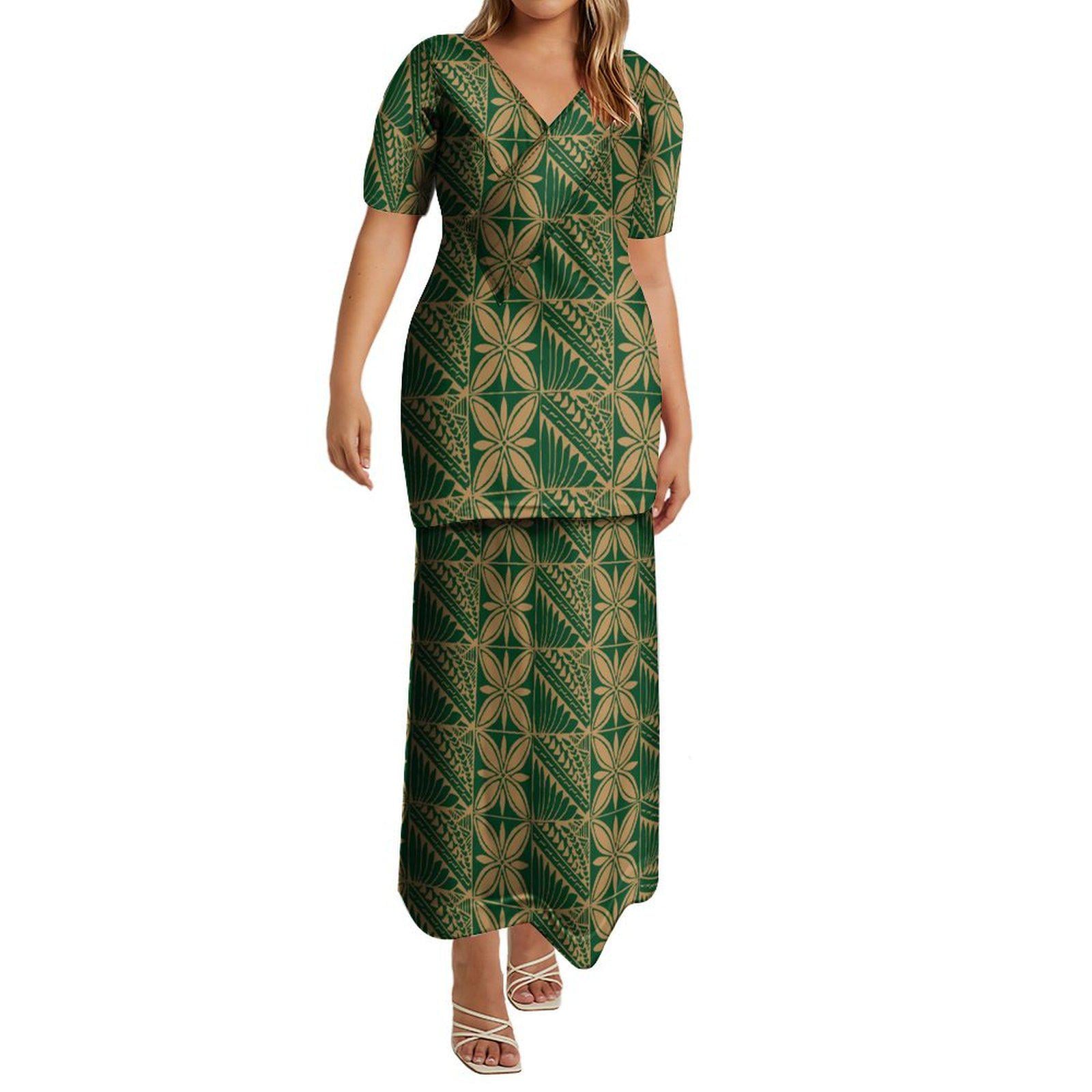 New Design Custom Samoan Puletasi Dress Polynesian Women Lady Elegant ...