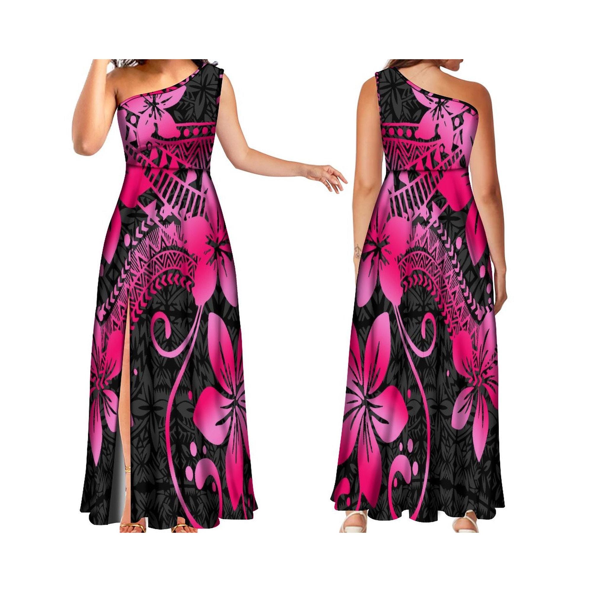 Polynesian Island Style Custom Temperament Women Off-the-shoulder Slit ...