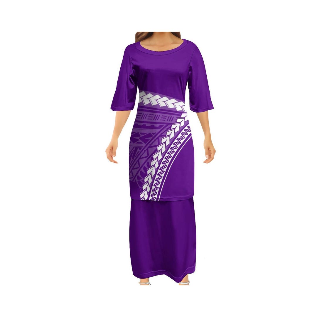 Custom Print Island Dress Samoan Puletasi Polynesian Traditional Dress ...