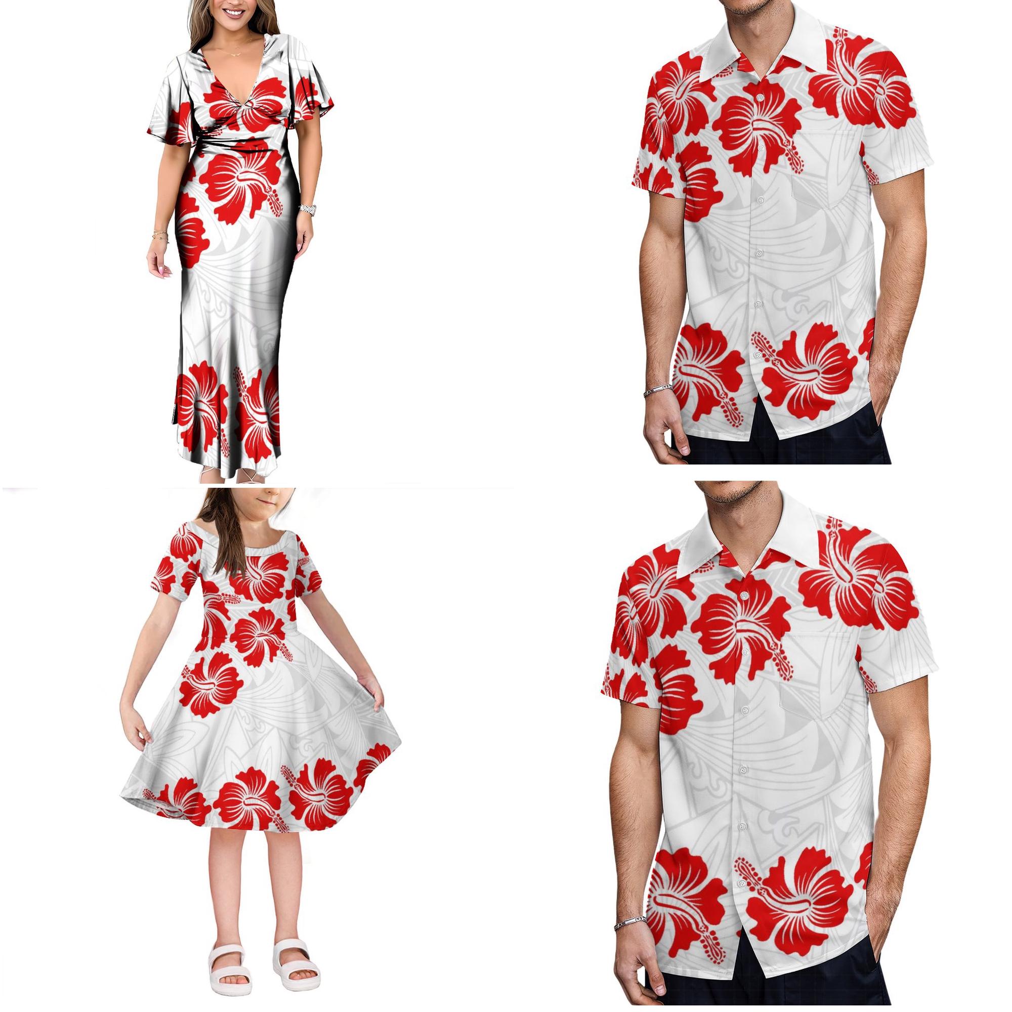 Custom Logo Samoan Polynesian Tribal Ladies V-neck Dress and Aloha Men ...