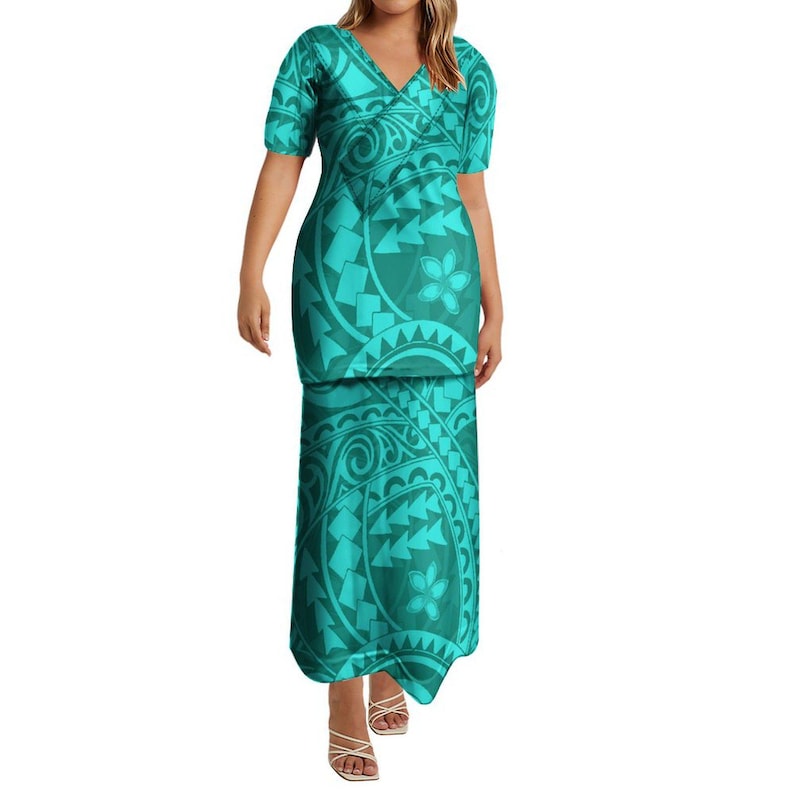 New Design Custom Samoan Puletasi Dress Polynesian Women Lady Elegant ...