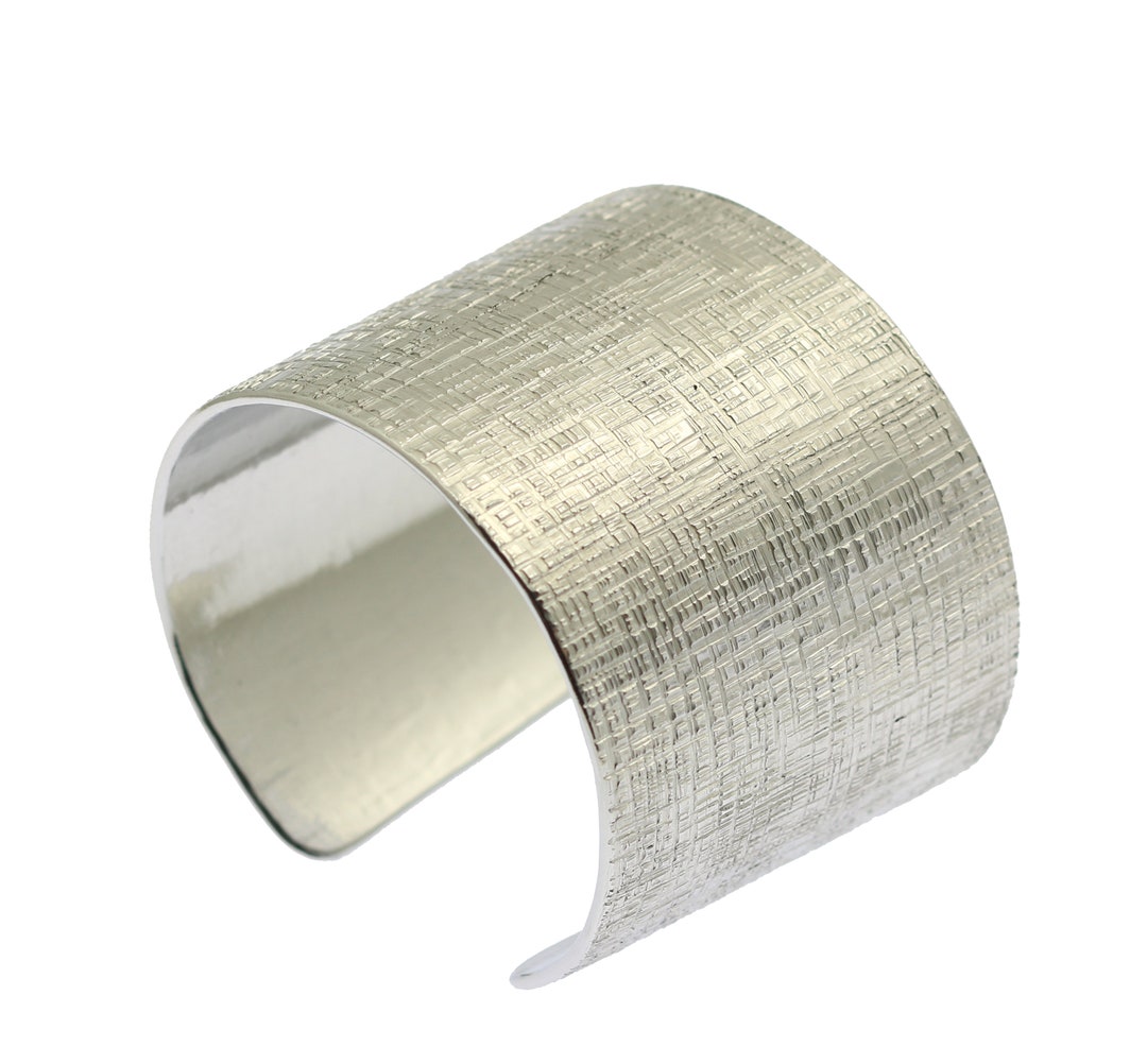 Linen Texturized Aluminum Cuff, Silver Tone Statement Bracelets ...