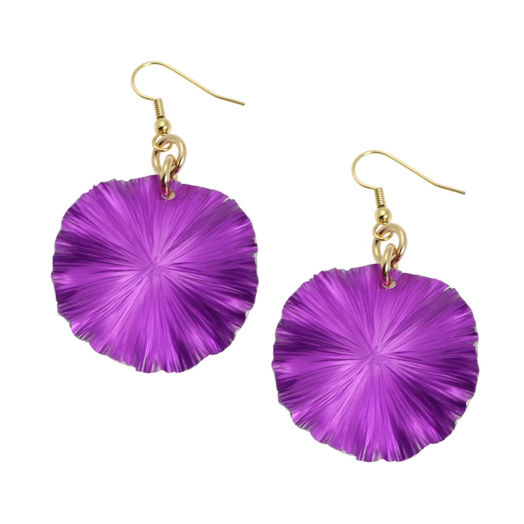 Violet Anodized Aluminum Lily Pad Earrings - Violet Leaf Earrings ...