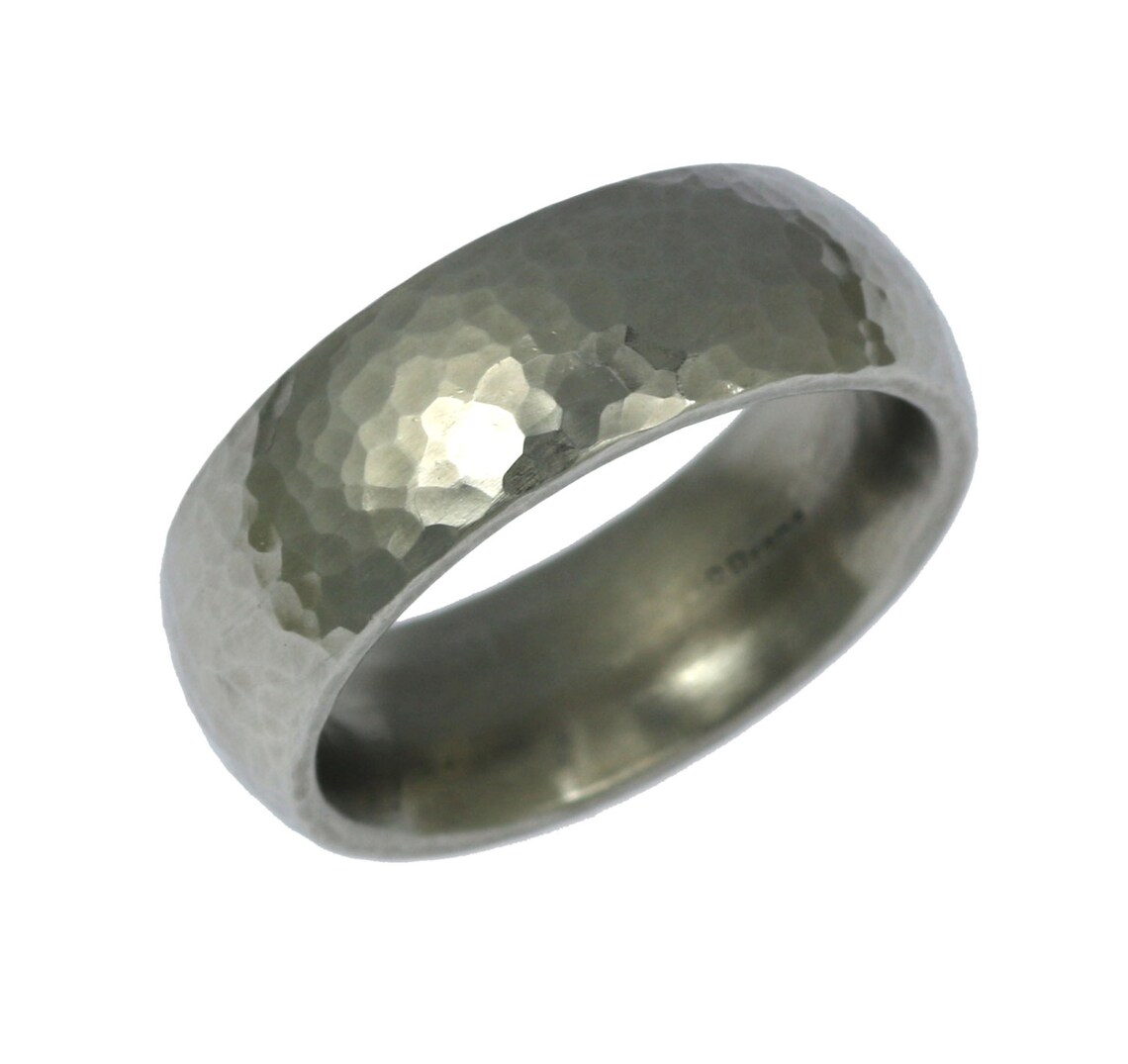 8mm Hammered Stainless Steel Mens Ring Mens Hammered Wedding | Etsy