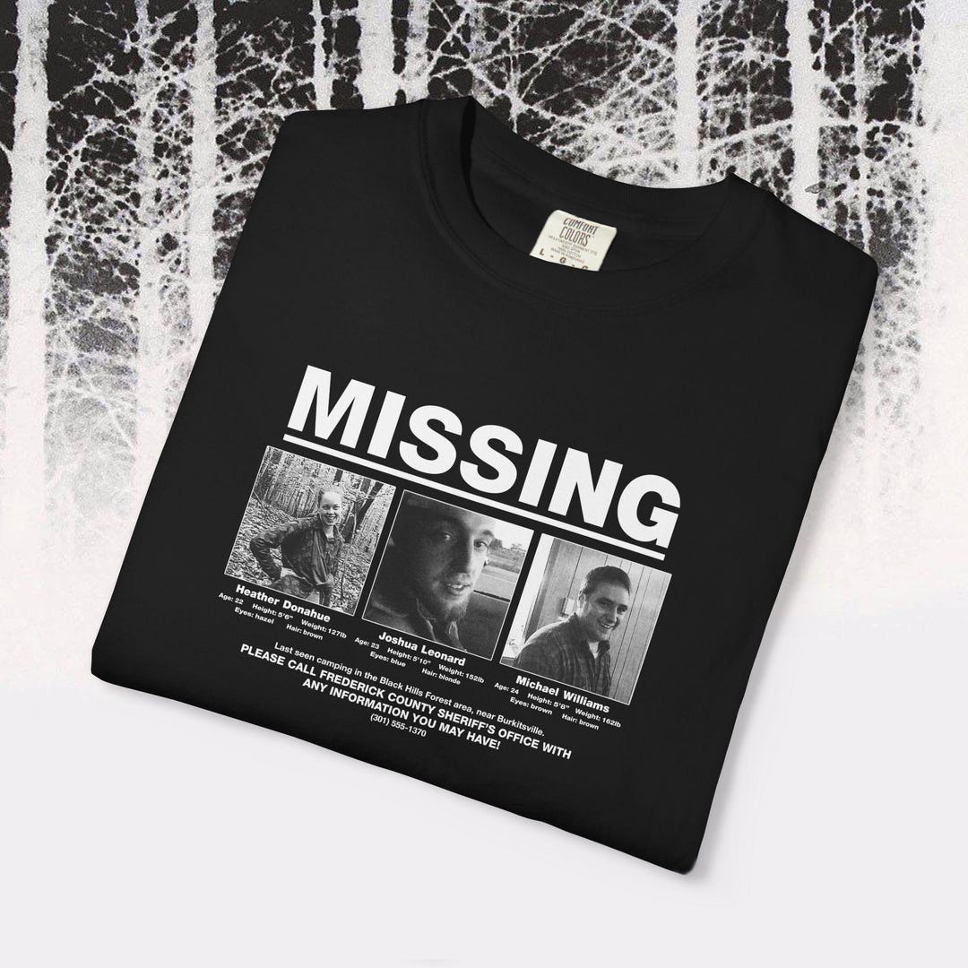 The Burkittsville Three - Missing T-shirt (white Text) - Search Party ...