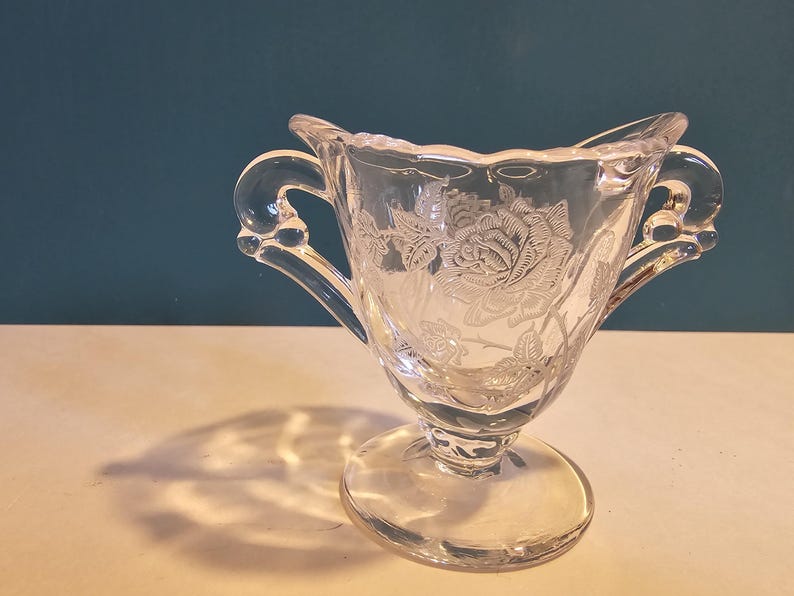 Heisey Glass Waverly Rose Etched 4 Inch Creamer and Sugar 1947-1957 - Etsy
