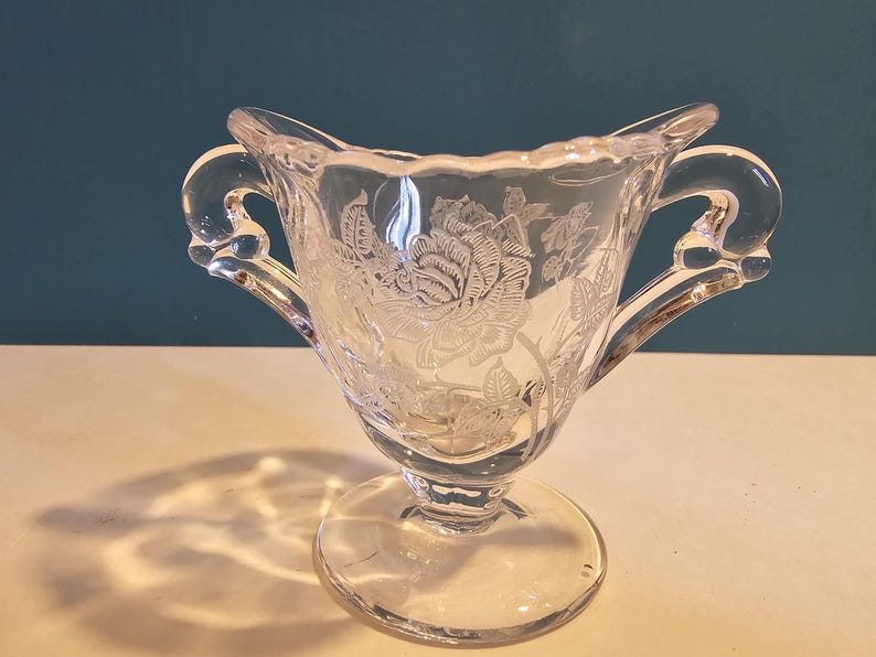 Heisey Glass Waverly Rose Etched 4 Inch Creamer and Sugar 1947-1957 - Etsy
