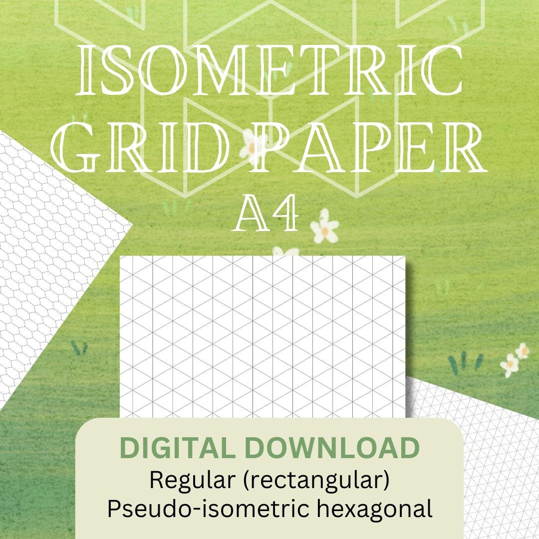 Isometric Grid Paper A4, Isometric Graph Paper, Isometric Hexagon Grid ...