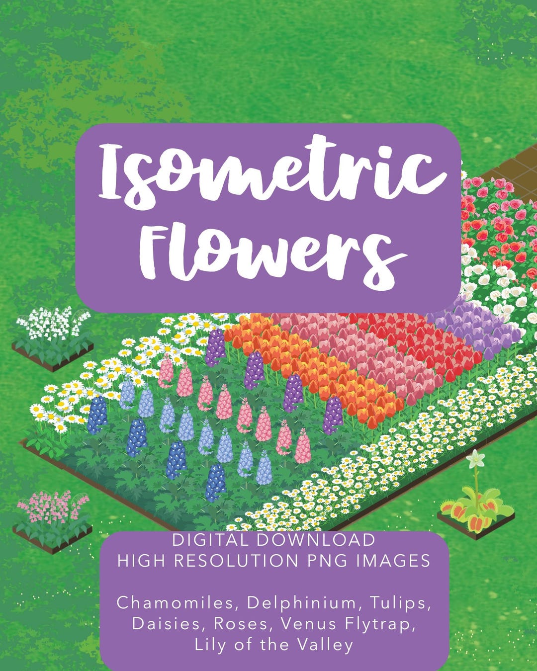 Isometric Flowers PNG Digital Download - Etsy