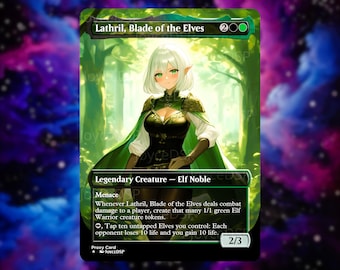 Lathril,blade of the Elves Full Art Mtg Proxy Custom Card Holographic ...