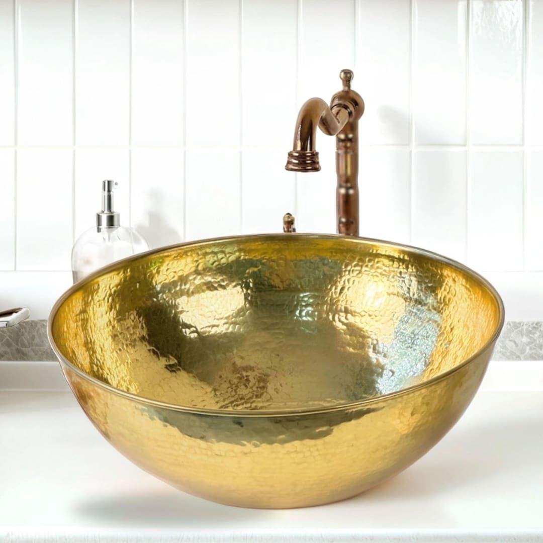 Hand-hammered Brass Sink With Polished Gold Finish | Handmade Solid ...