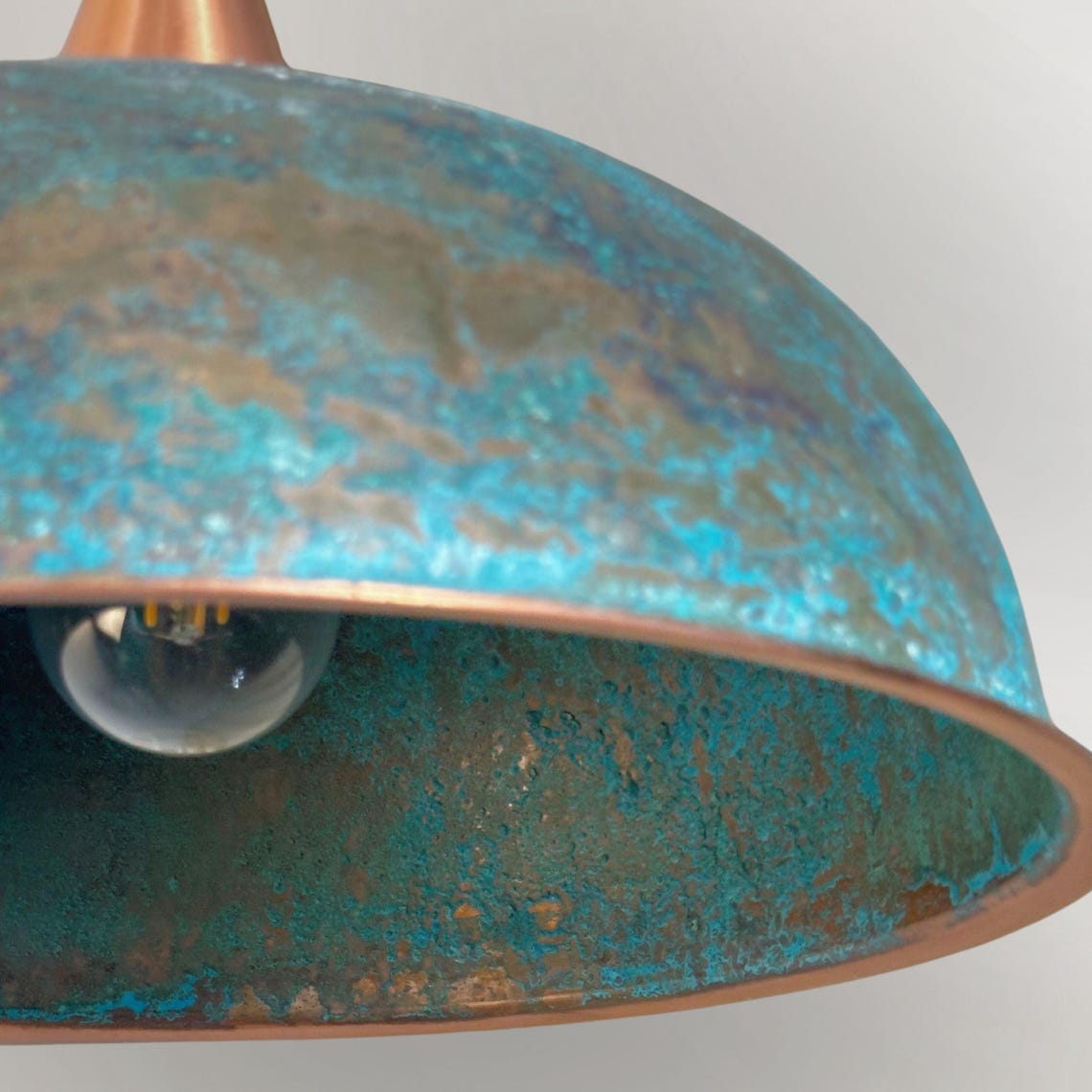 Handcrafted Green Patina Copper Pendant Light Hammered Copper Ceiling ...