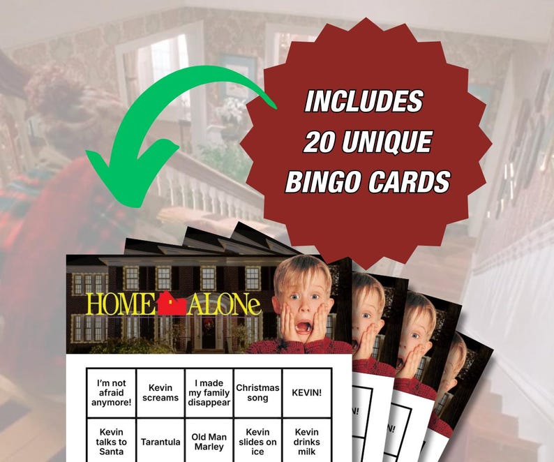 Home Alone Bingo Cards | Home Alone Watch Party Game | Home Alone Gift ...