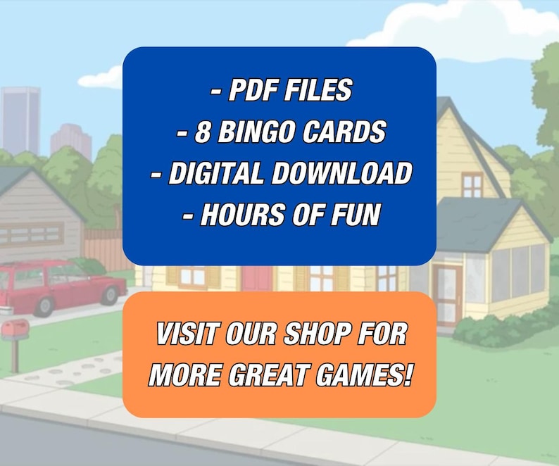 Family Guy Bingo Card | Family Guy Game | Family Guy Gift Idea | Family ...