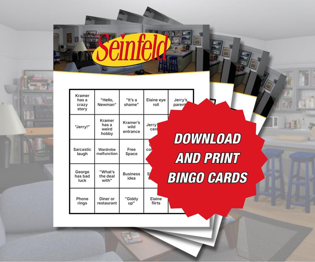 Seinfeld Bingo Cards Seinfeld Game Seinfeld Gift Idea Seinfeld Watch ...