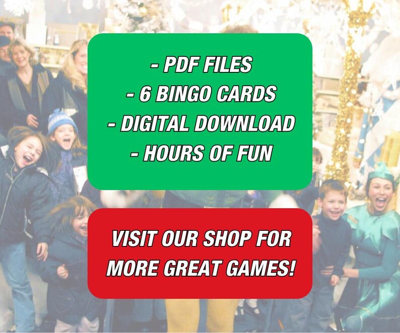 Elf Movie Bingo Cards | Elf Movie Watch Party Game | Elf Movie Gift ...