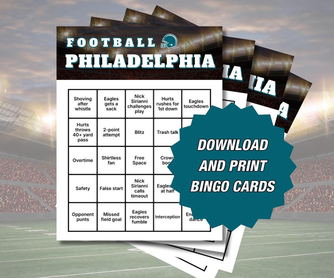 Philadelphia Football Bingo | Game Day Watch Party Bingo Game - Etsy