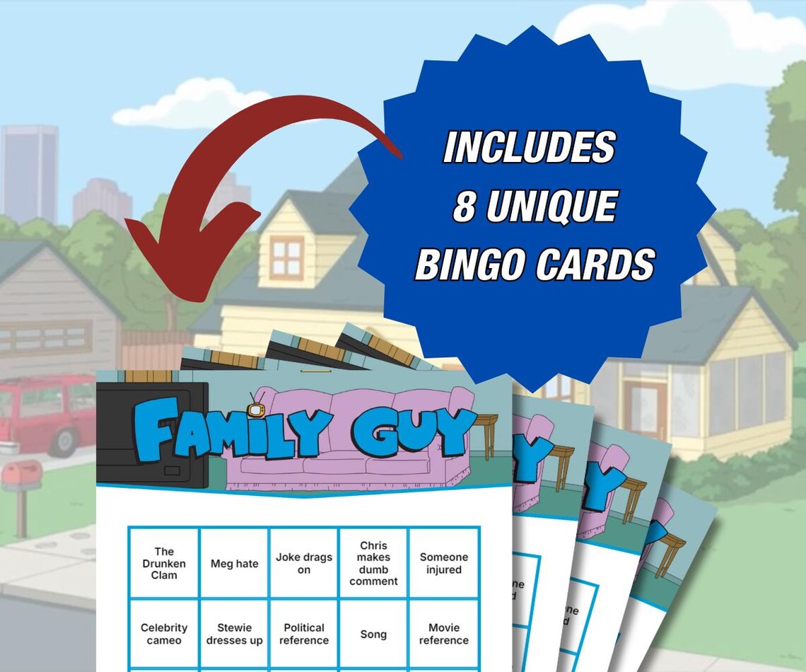 Family Guy Bingo Card | Family Guy Game | Family Guy Gift Idea | Family ...
