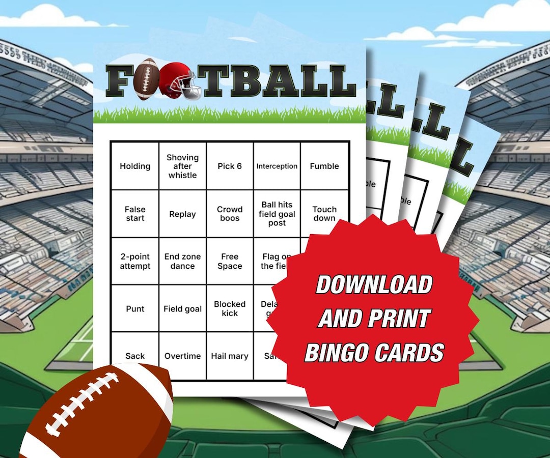 Football Bingo American Football Bingo Football Watch Party Football ...