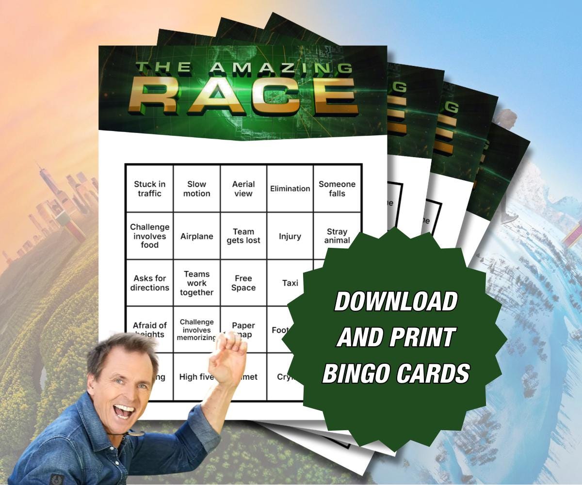 The Amazing Race Bingo | the Amazing Race Game | the Amazing Race Watch ...