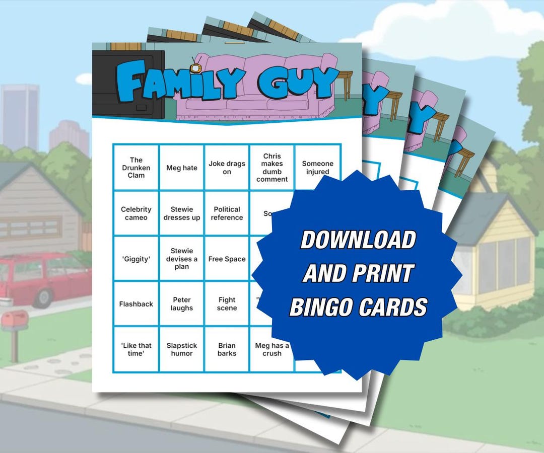 Family Guy Bingo Card | Family Guy Game | Family Guy Gift Idea | Family ...