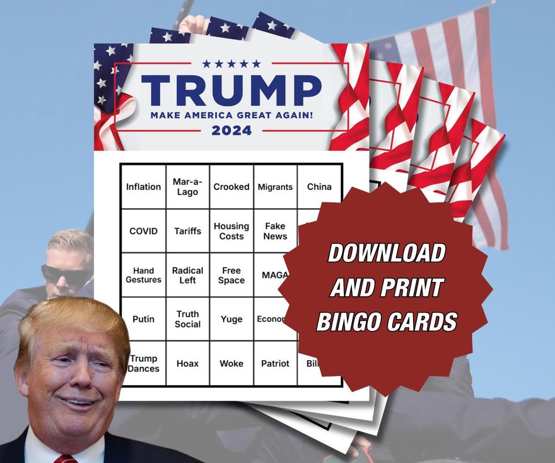 Trump Bingo Cards 2025 47th US President Bingo Trump Watch Party Game ...
