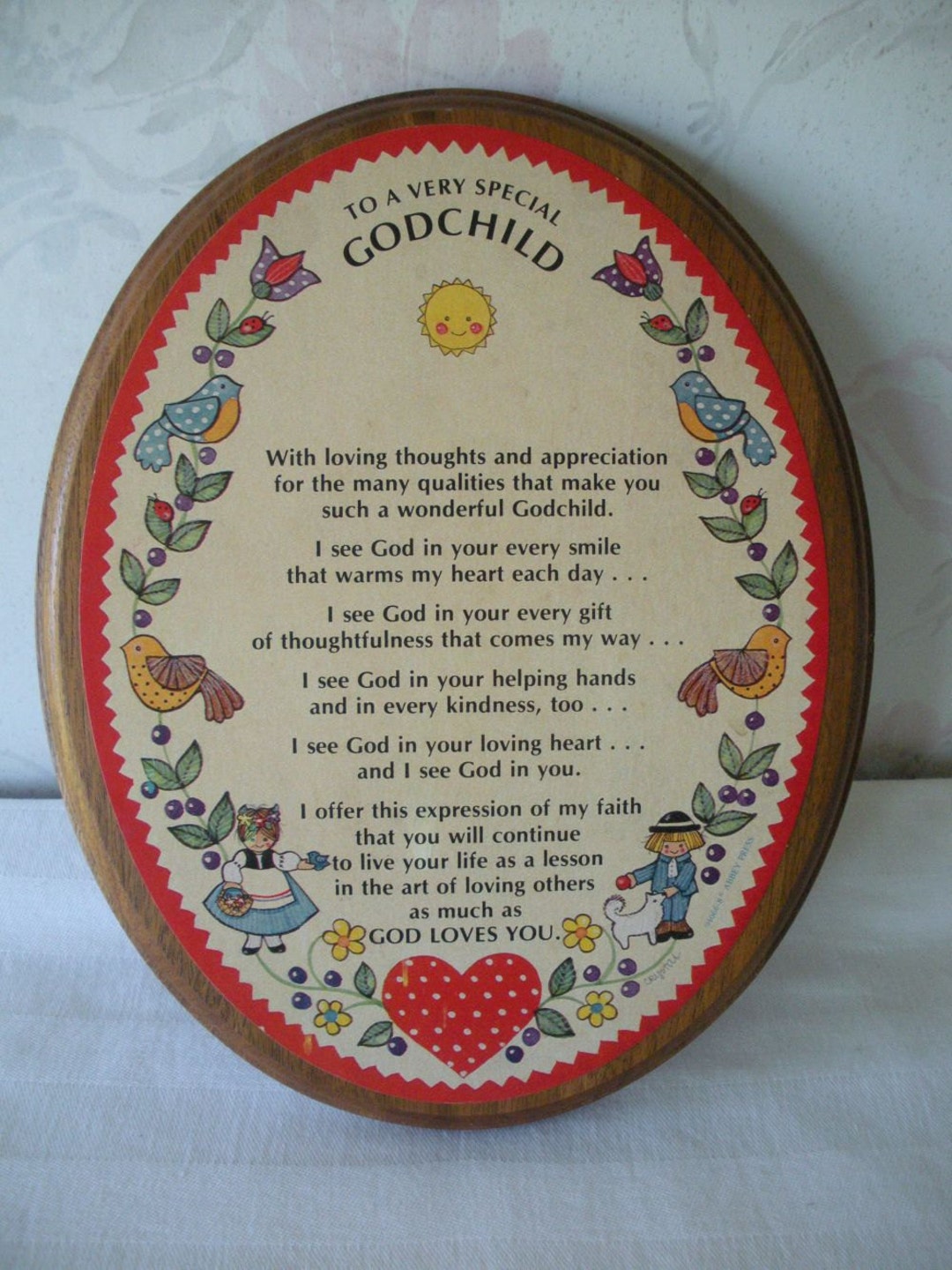 Vintage "to A Very Special Godchild" Heartfelt Christian Message ...